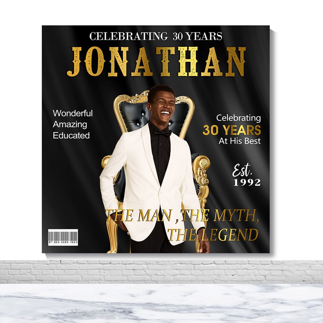 Magazine Cover Personalized Backdrop Man 30th 40th Birthday Photography ...