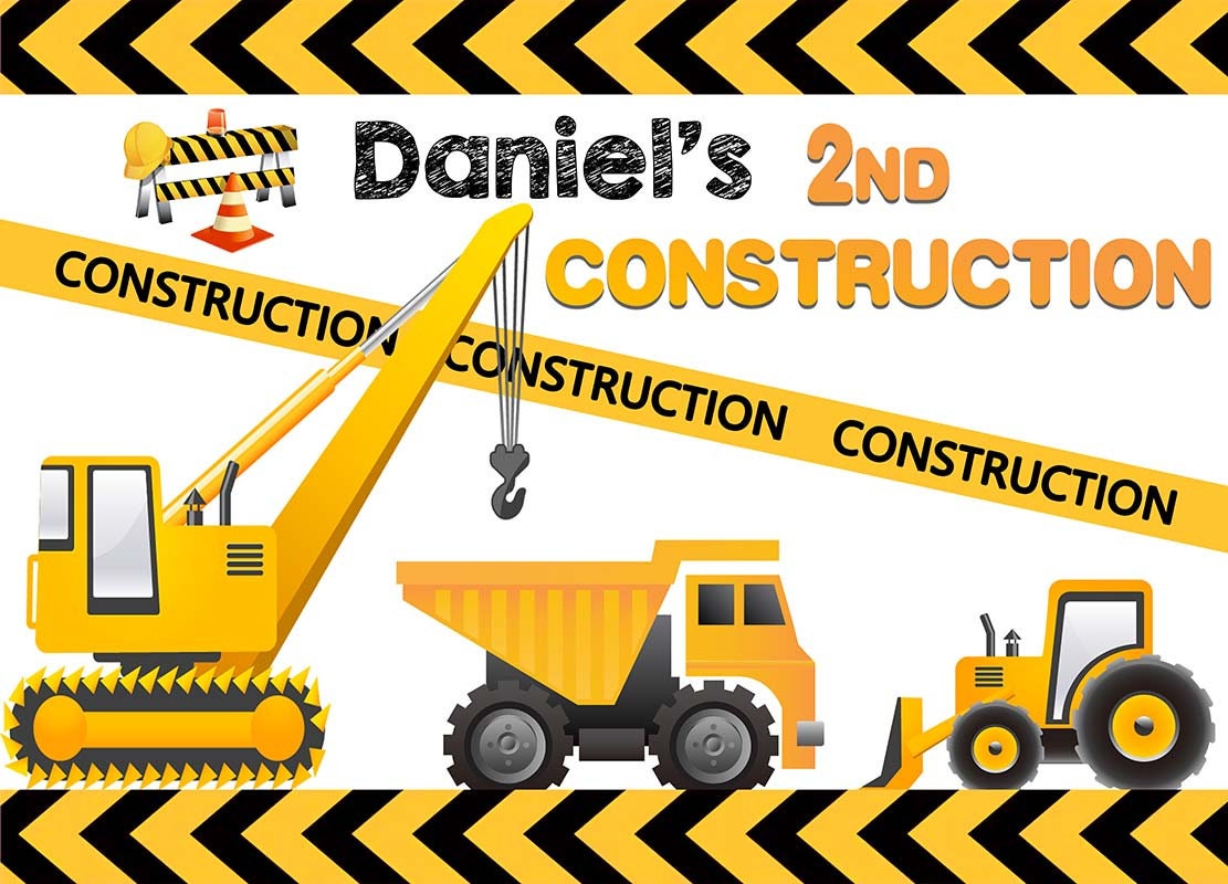 Construction Party Photo Backdrop Boy Birthday Baby Shower Photo ...