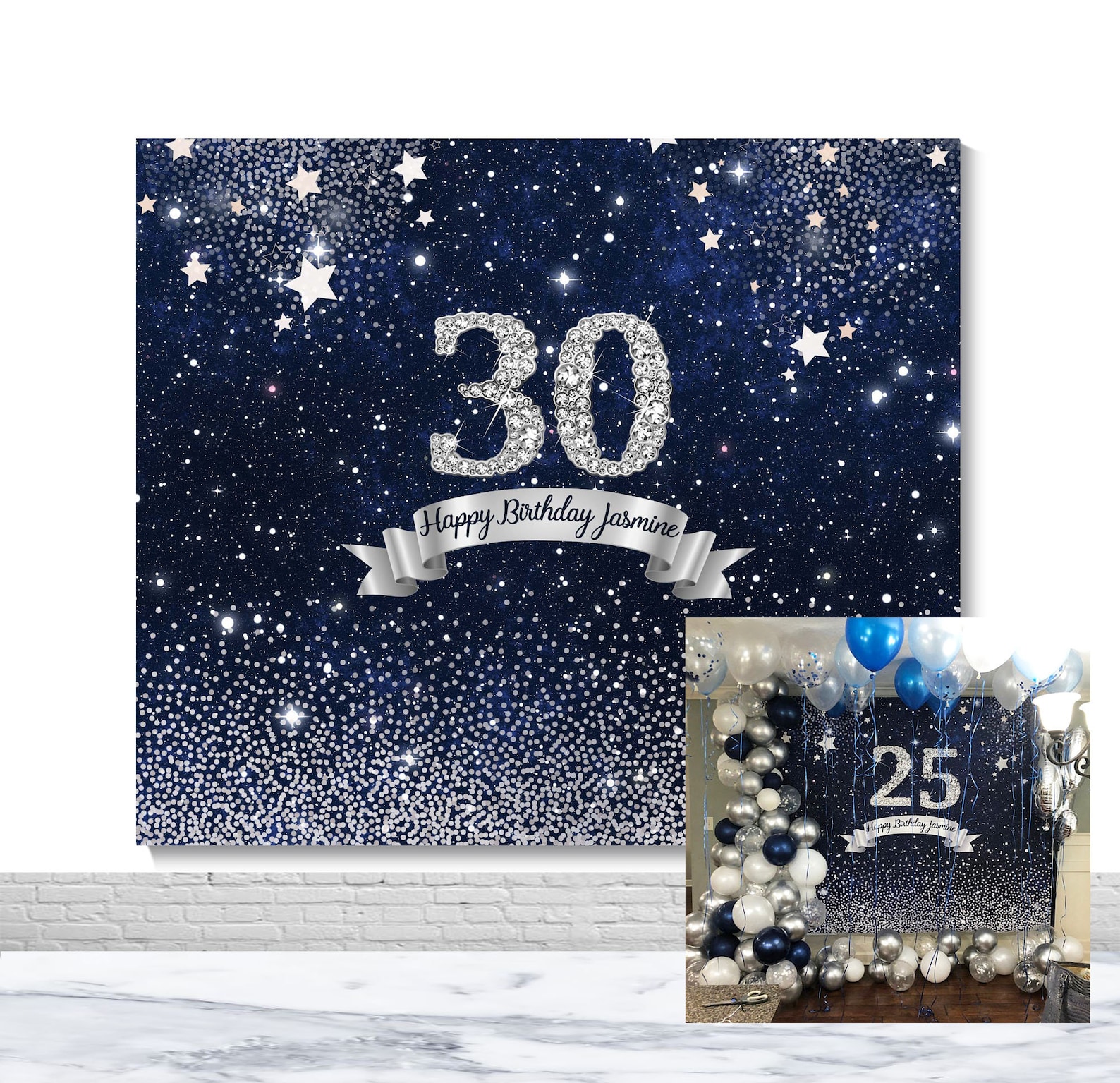 Starry Sky Birthday Photography Backdrop Custom 30th 40th | Etsy