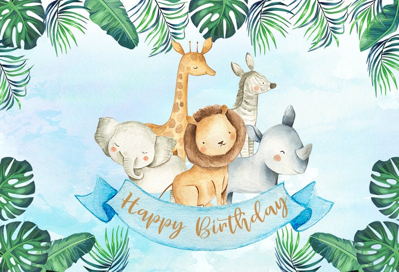 Jungle Animals Photography Backdrop Green Tropical Plants Lion | Etsy