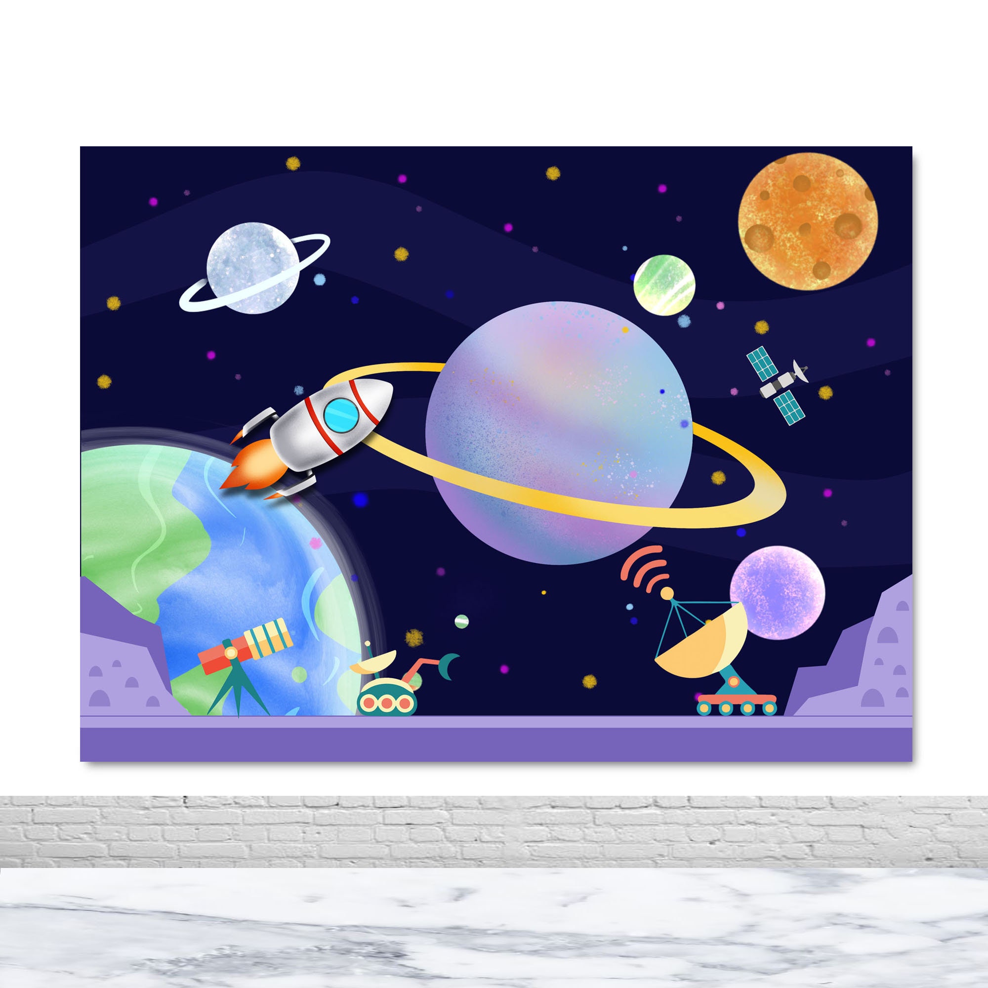 Galaxy Rocket Space Photography Backdrop Stars Plants Kids | Etsy