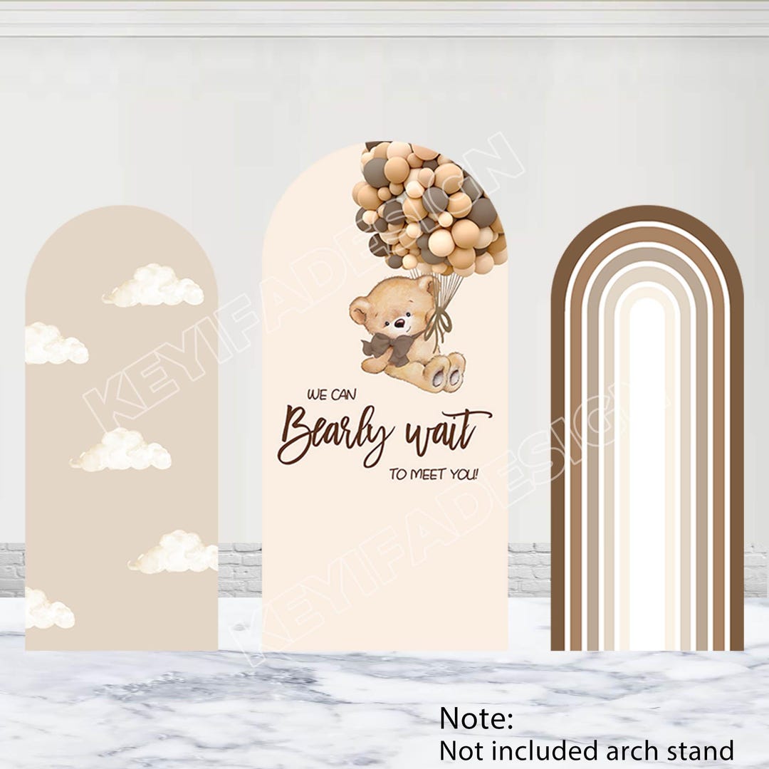 We Can Bearly Wait Arch Backdrop Teddy Baby Shower Backdrop Polyester ...