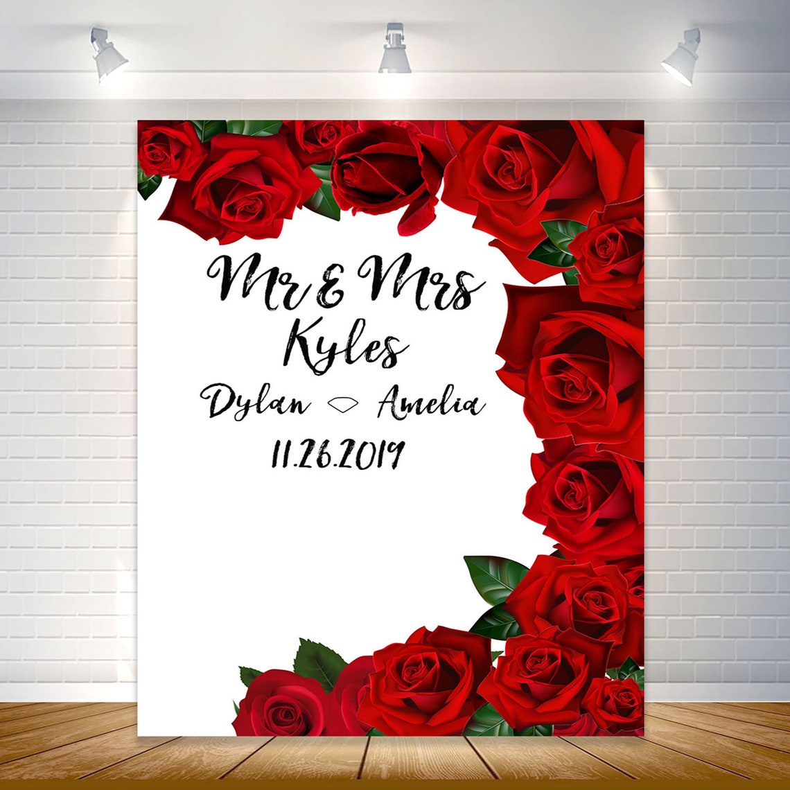 Custom Wedding Photography Backdrops Red Rose Flowers White - Etsy