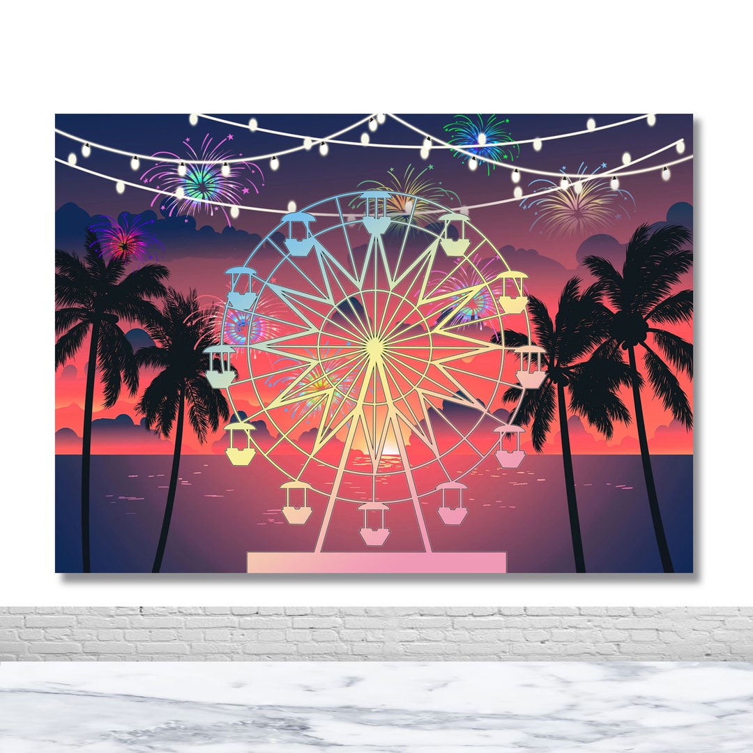 Summer Ferris Wheel Photo Backdrop Birthday Party Photography Backdrop ...