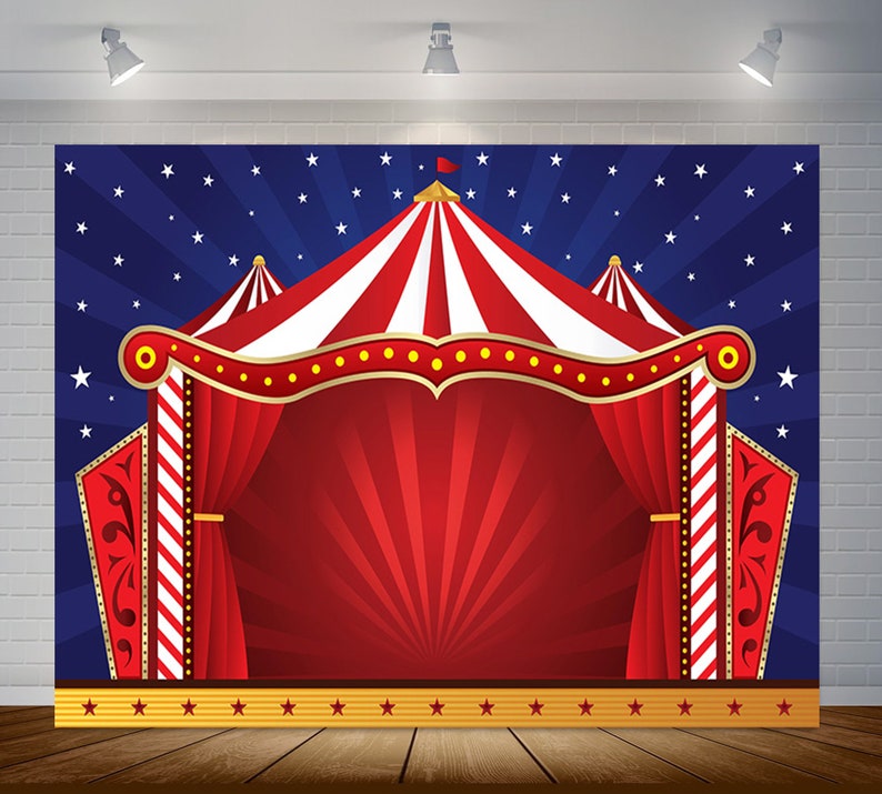 Circus Birthday Party Photography Backdrop Navy Blue Sky Red - Etsy