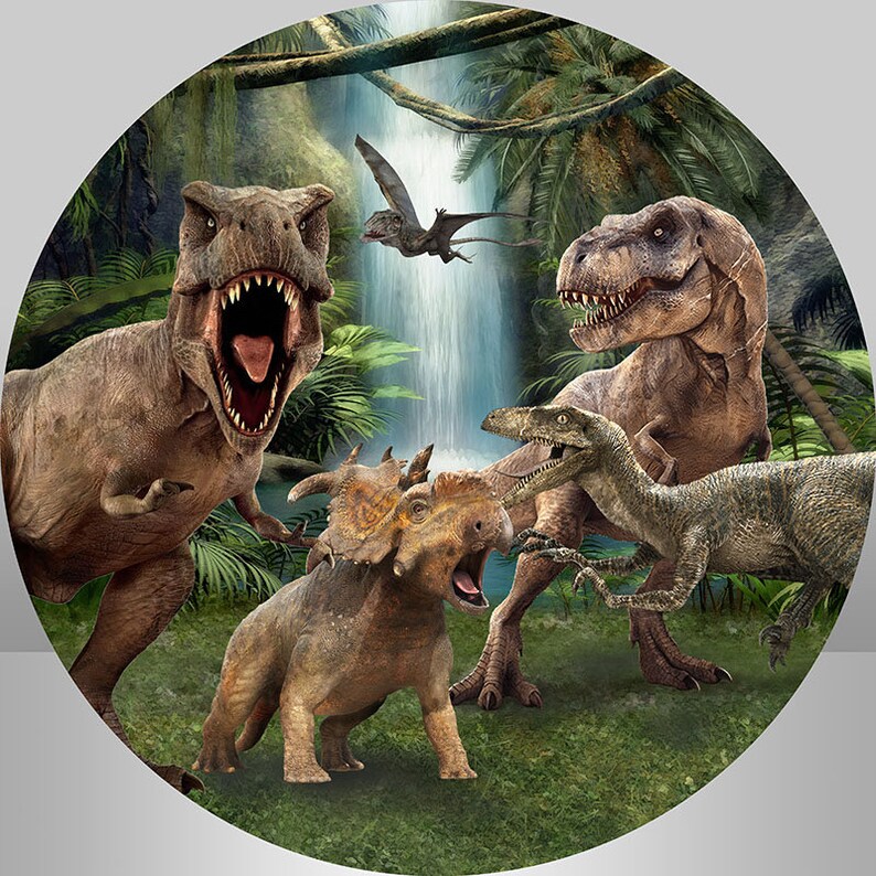 Jurassic World Dinosaur Round Photo Backdrop Kid Birthday - Etsy