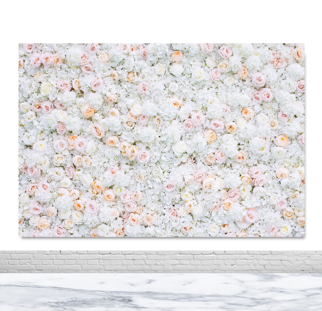 White Rose Floral Photo Backdrop Wedding Bridal Shower Birthday ...