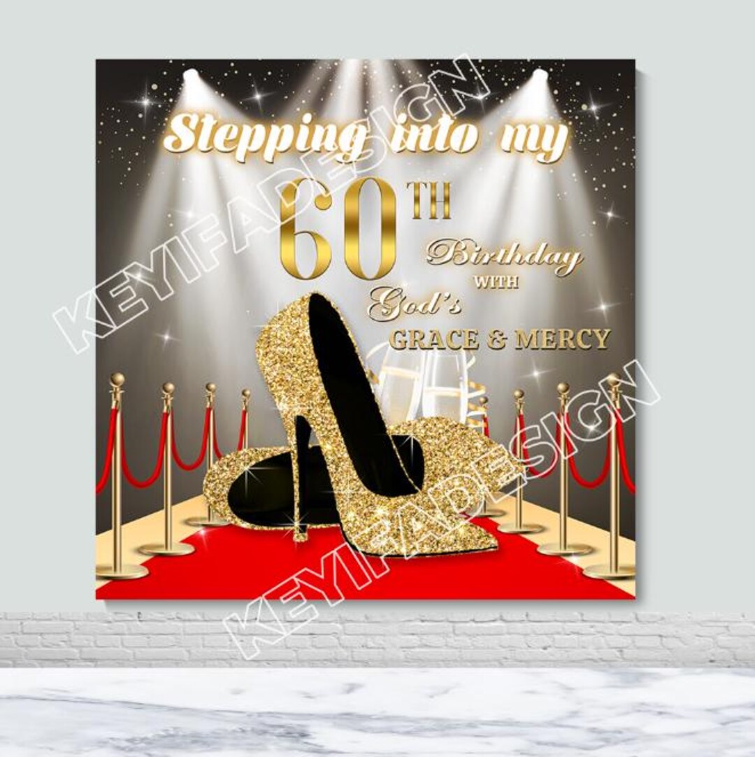 Stepping Into My Birthday With God's Grace and Mercy Backdrop 50th 60th ...