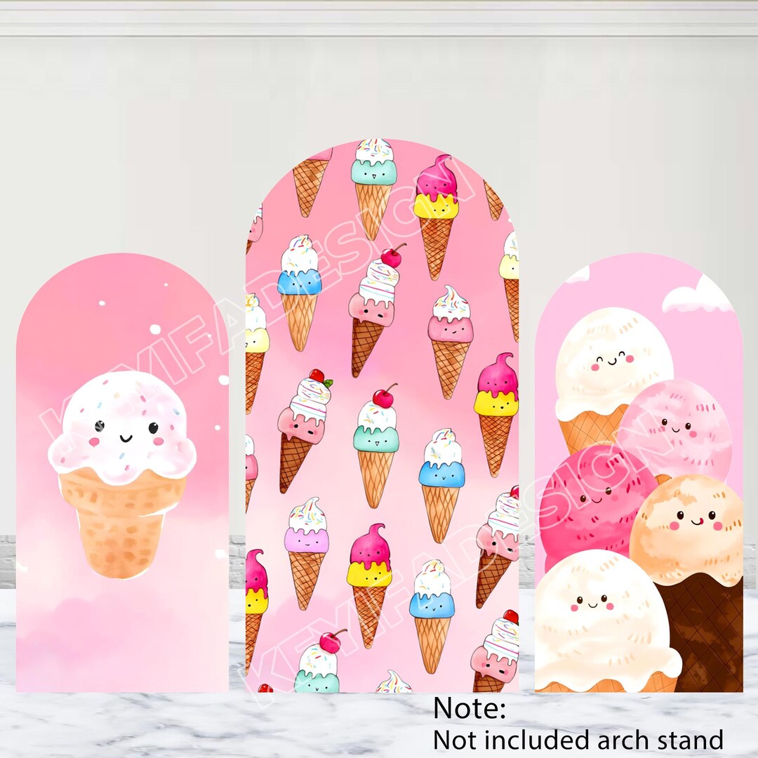 Ice Cream Arch Backdrop Sweet Birthday Background Custom Polyester ...