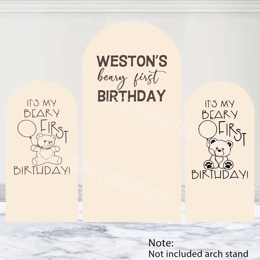 Beary First Birthday Arch Cover Custom Kids 1st Birthday Backdrop ...