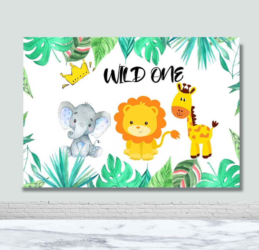 Jungle Wild One Birthday Photography Backdrop Baby Shower Green ...