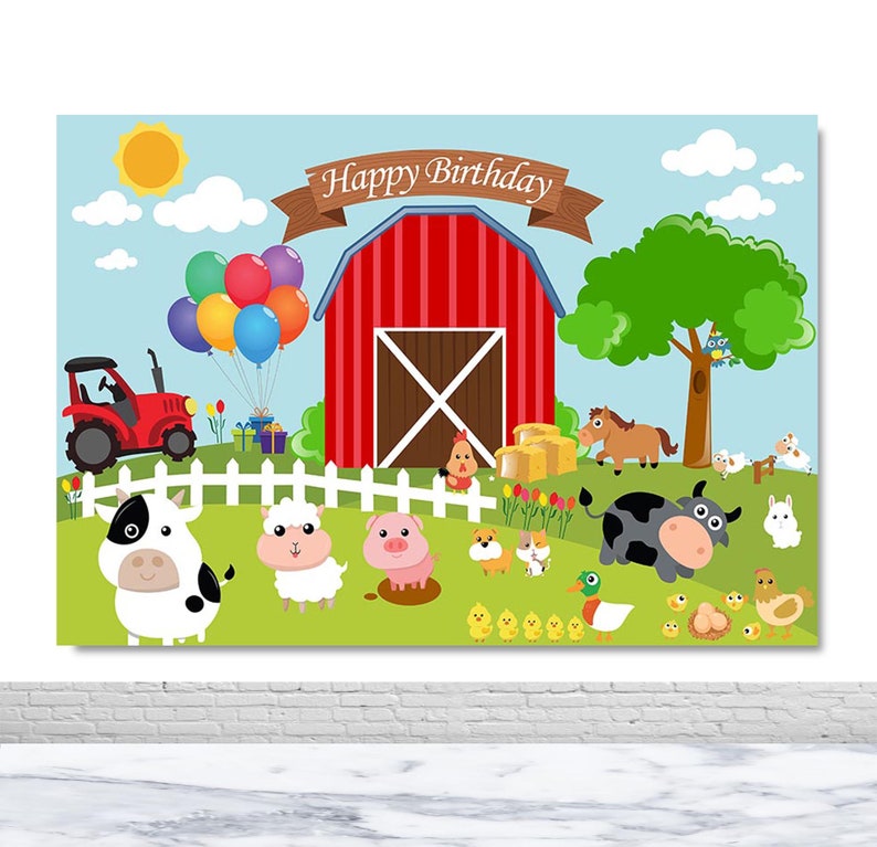 Farm Theme Birthday Photography Backdrop Animals Grass House | Etsy