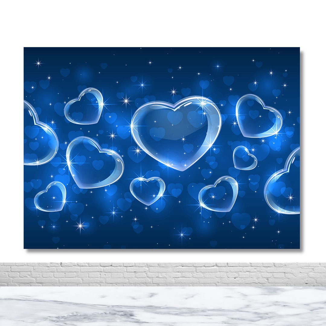 Early 2000s Blue Heart Photography Backdrop Birthday Party Photo ...