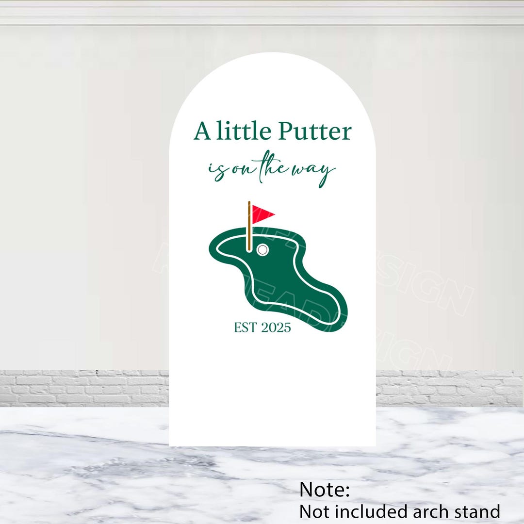 A Little Putter is on the Way Arch Cover Gender Reveal Background ...