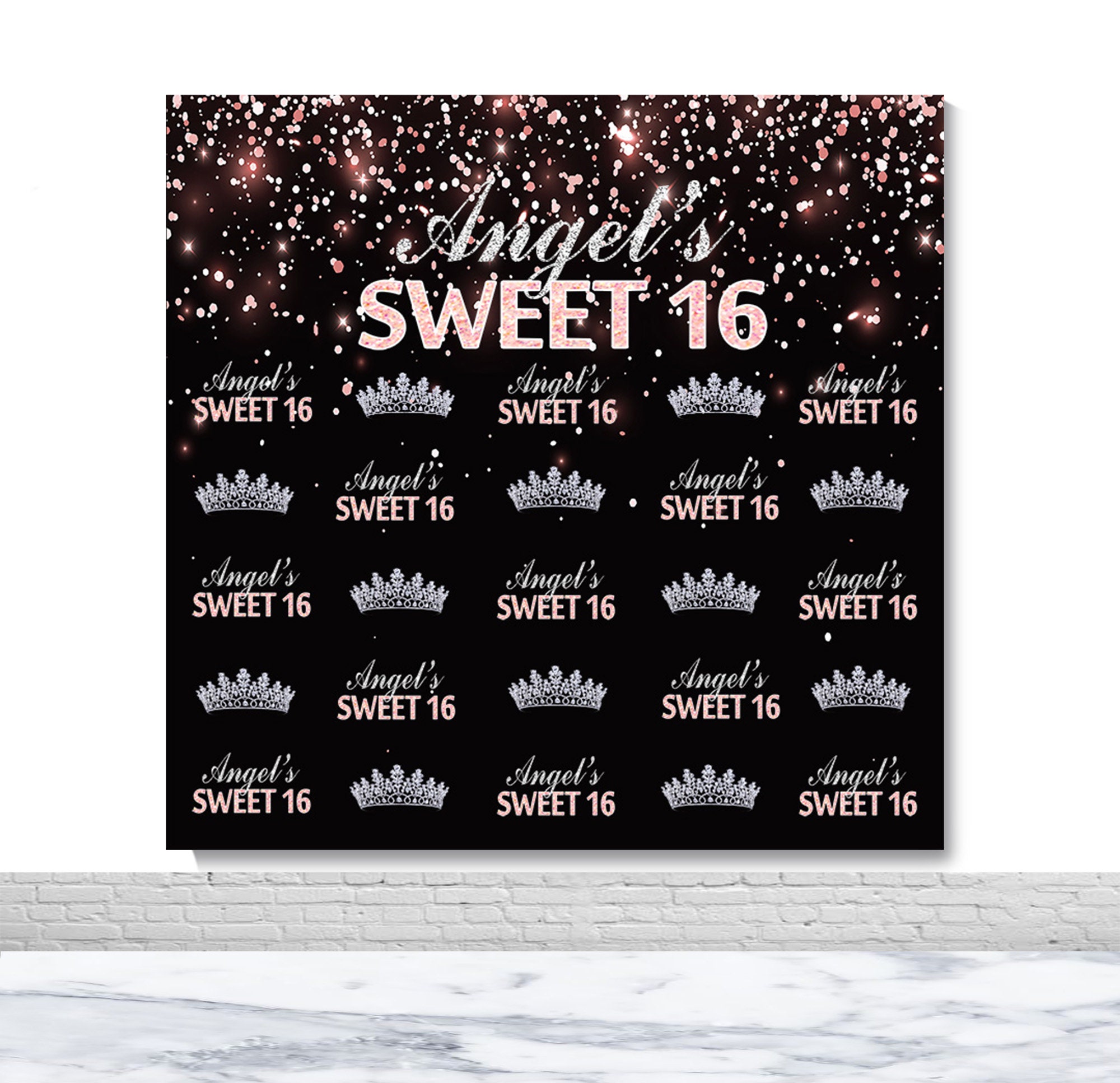 Custom Sweet 16 Birthday Party Photography Backdrop Rose Gold | Etsy