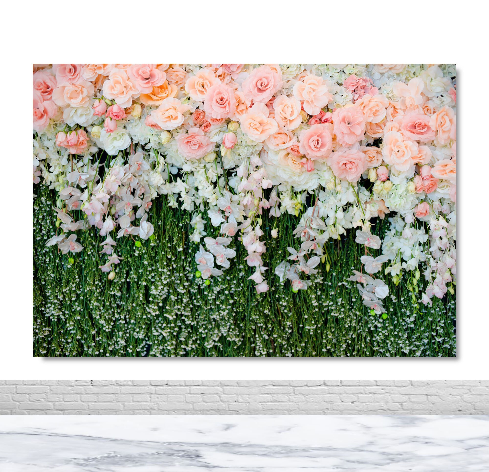 Pink Flowers Leaves Photography Backdrop Birthday Party | Etsy