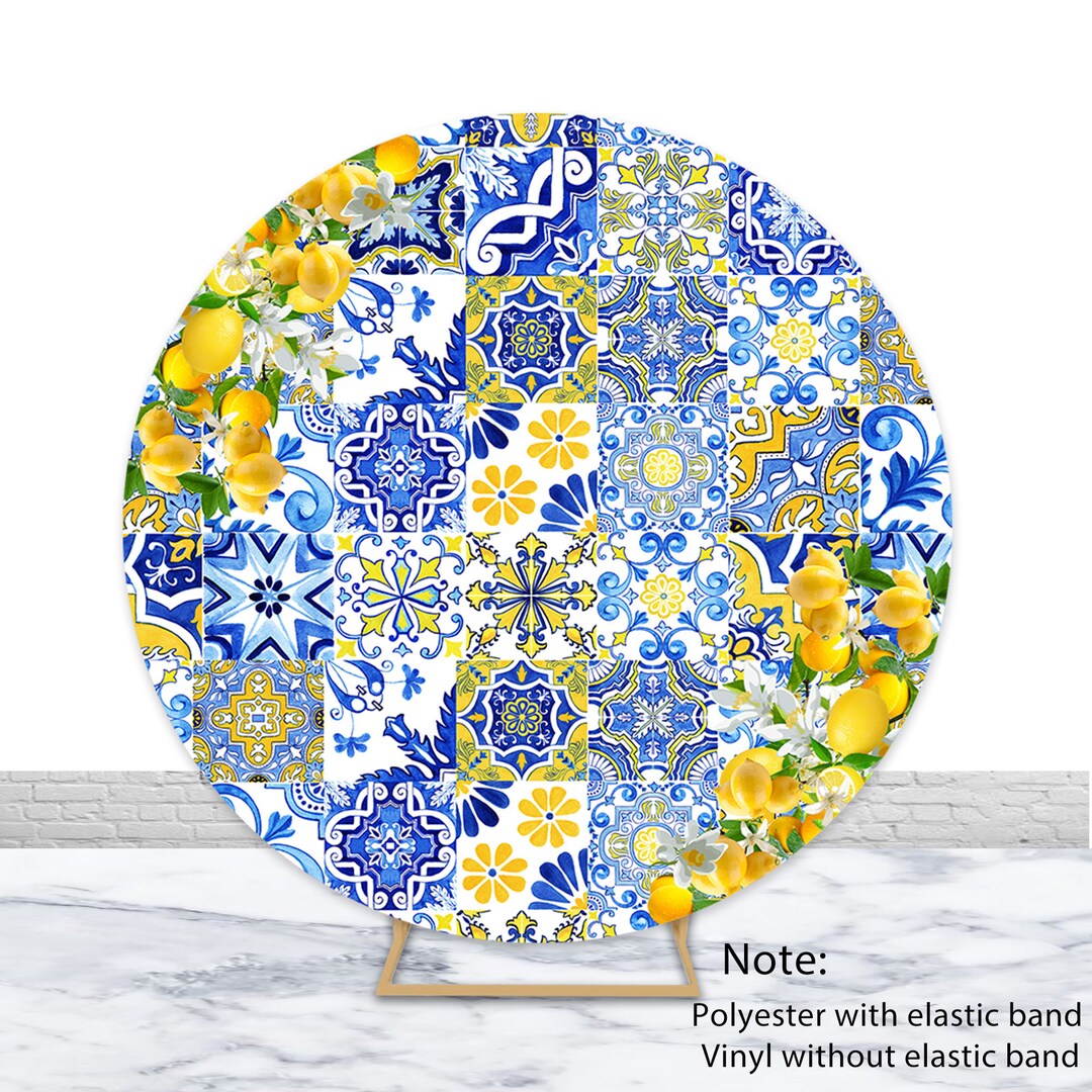 Lemon Round Backdrop Birthday Party Bridal Shower Photography Backdrop ...