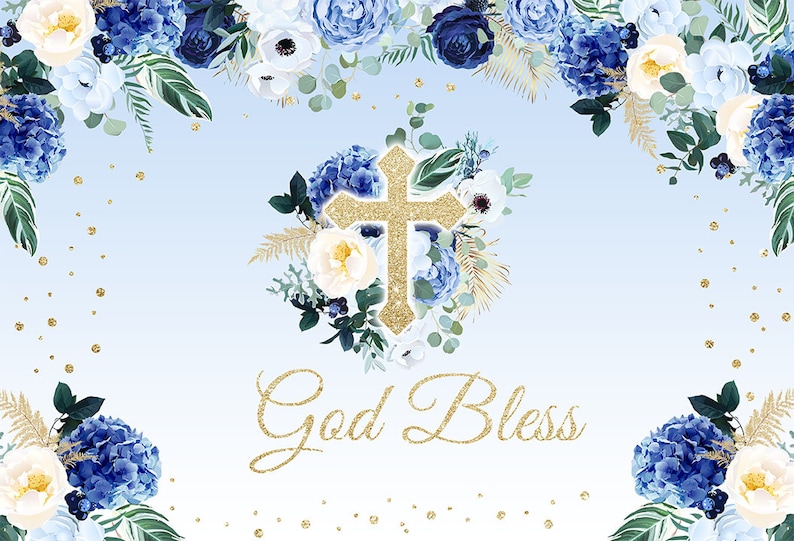 God Bless First Communion Baptism Party Backdrop Baby Shower Photo ...