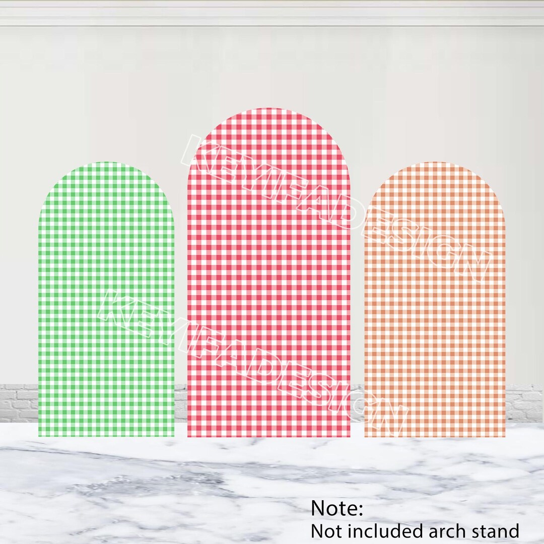 Gingham Arch Cover Plaid Backdrop Polyester Double-sided Custom Any ...