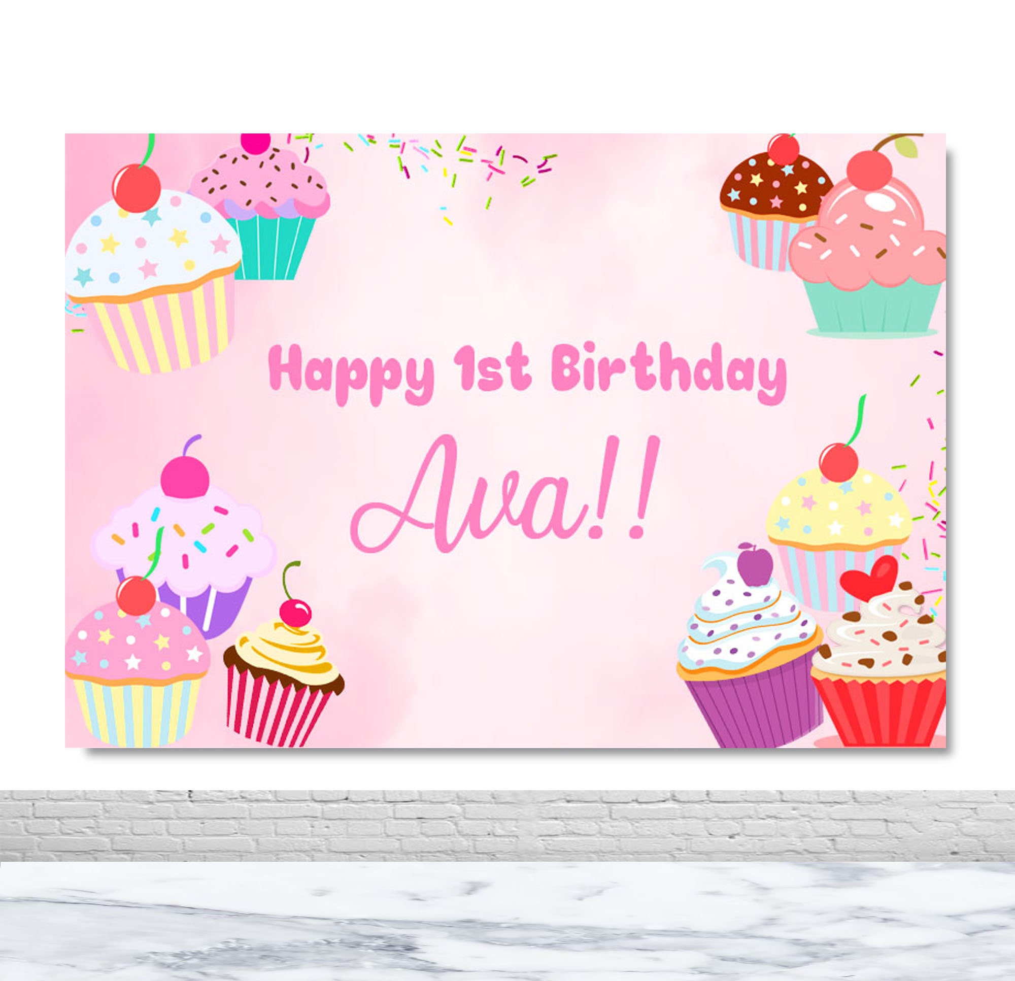 Cupcake Theme Birthday Backdrop for Photography Kids Birthday | Etsy