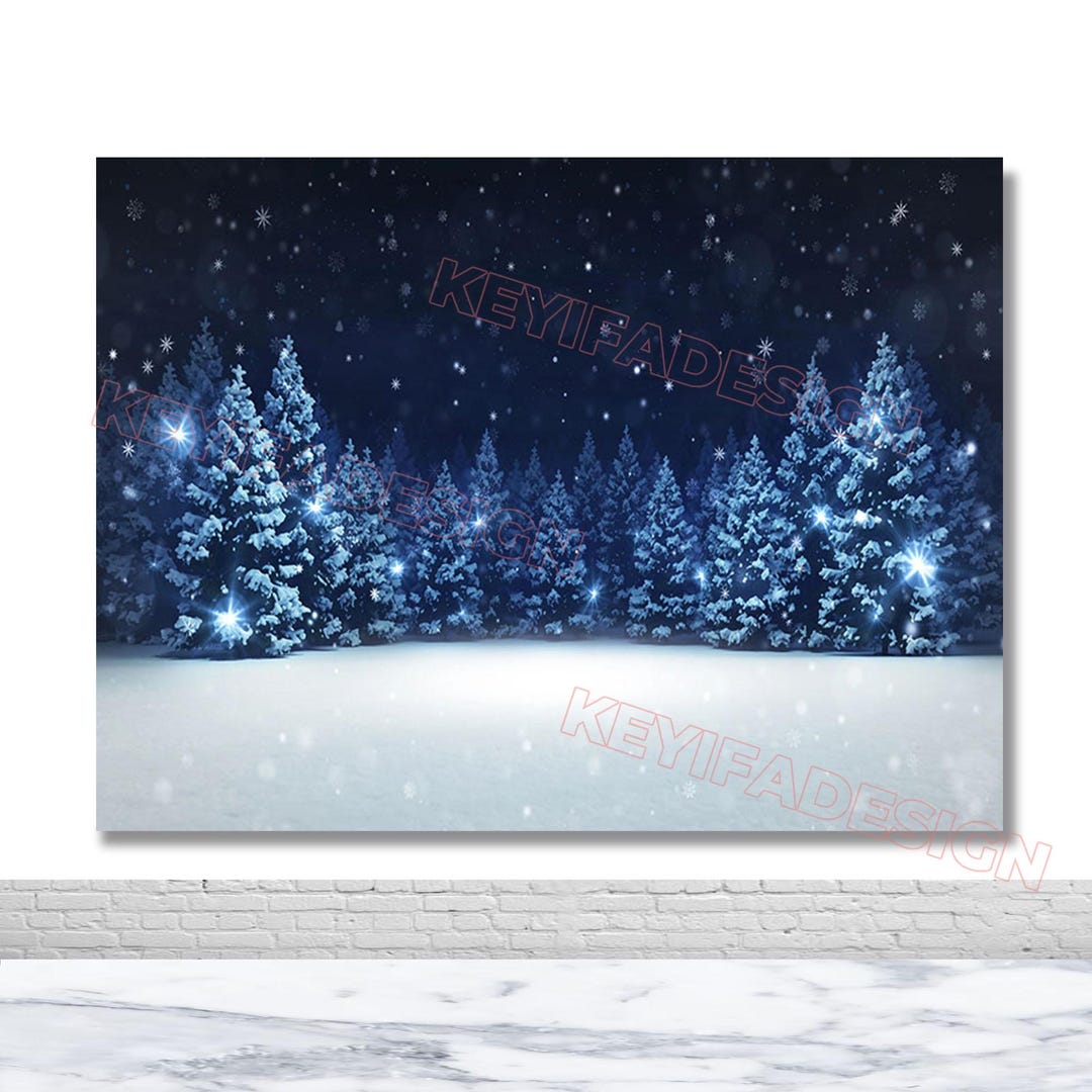 Winter Wonderland Backdrop Snowy Forest Winter Night Scene Photography ...