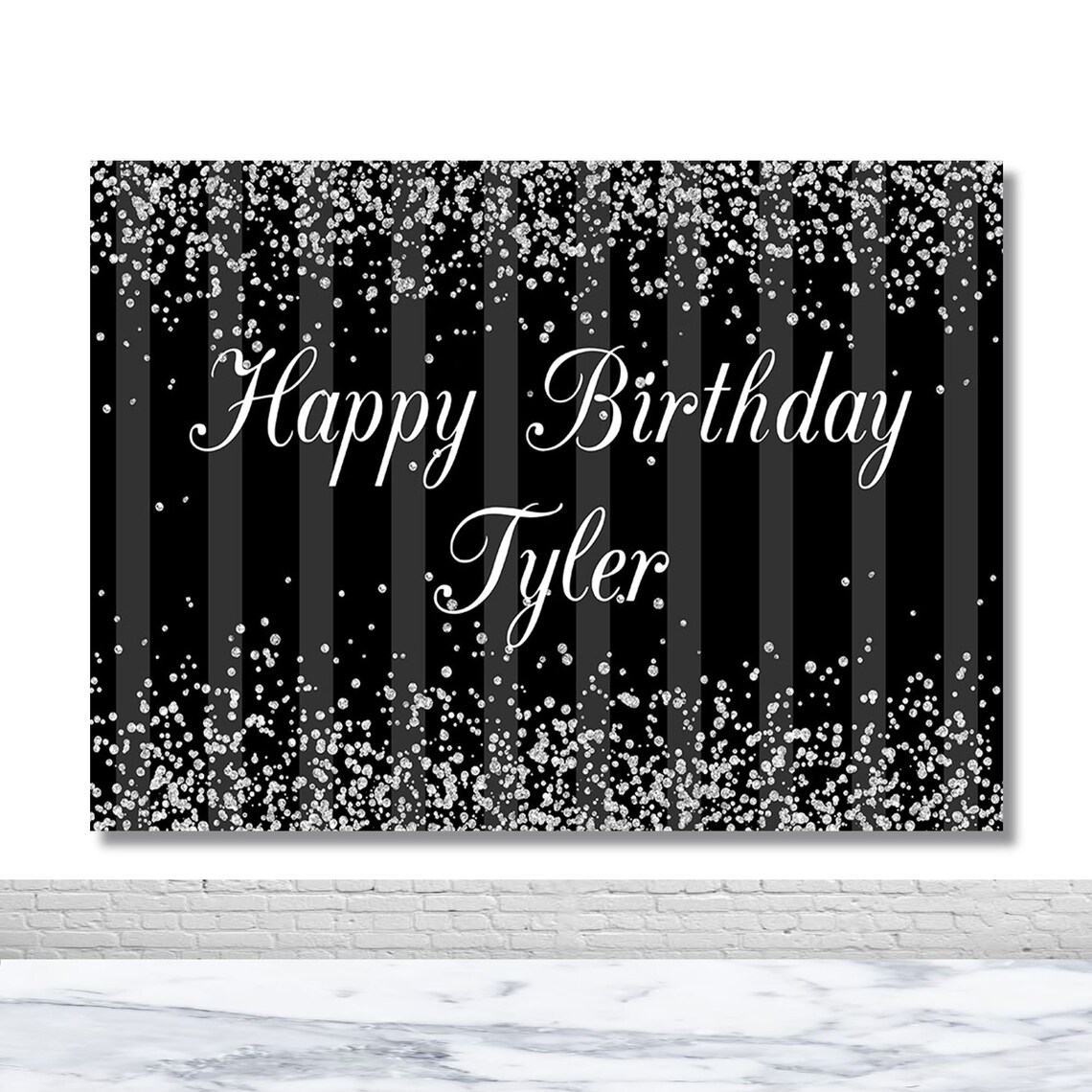 Birthday Party Custom Photo Backdrop Black and Grey Stripes - Etsy