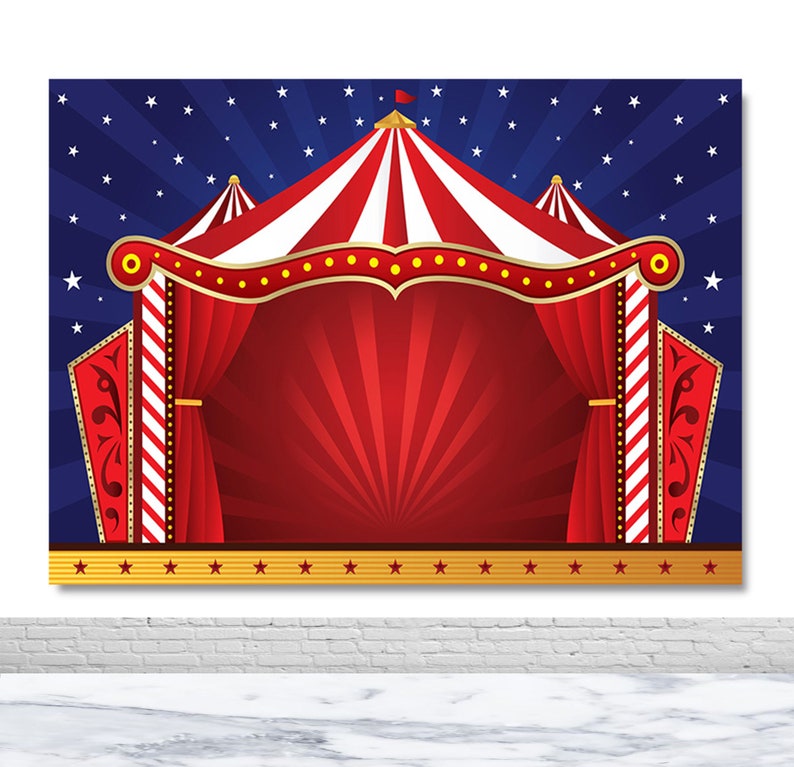 Circus Birthday Party Photography Backdrop Navy Blue Sky Red - Etsy
