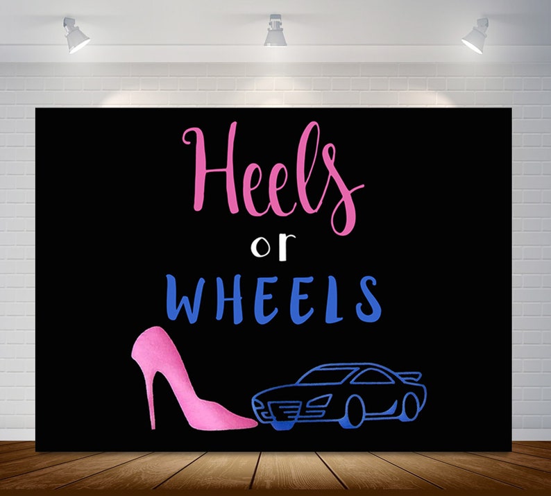 Gender Reveal Party Photography Backdrop Heels or Wheels Baby - Etsy