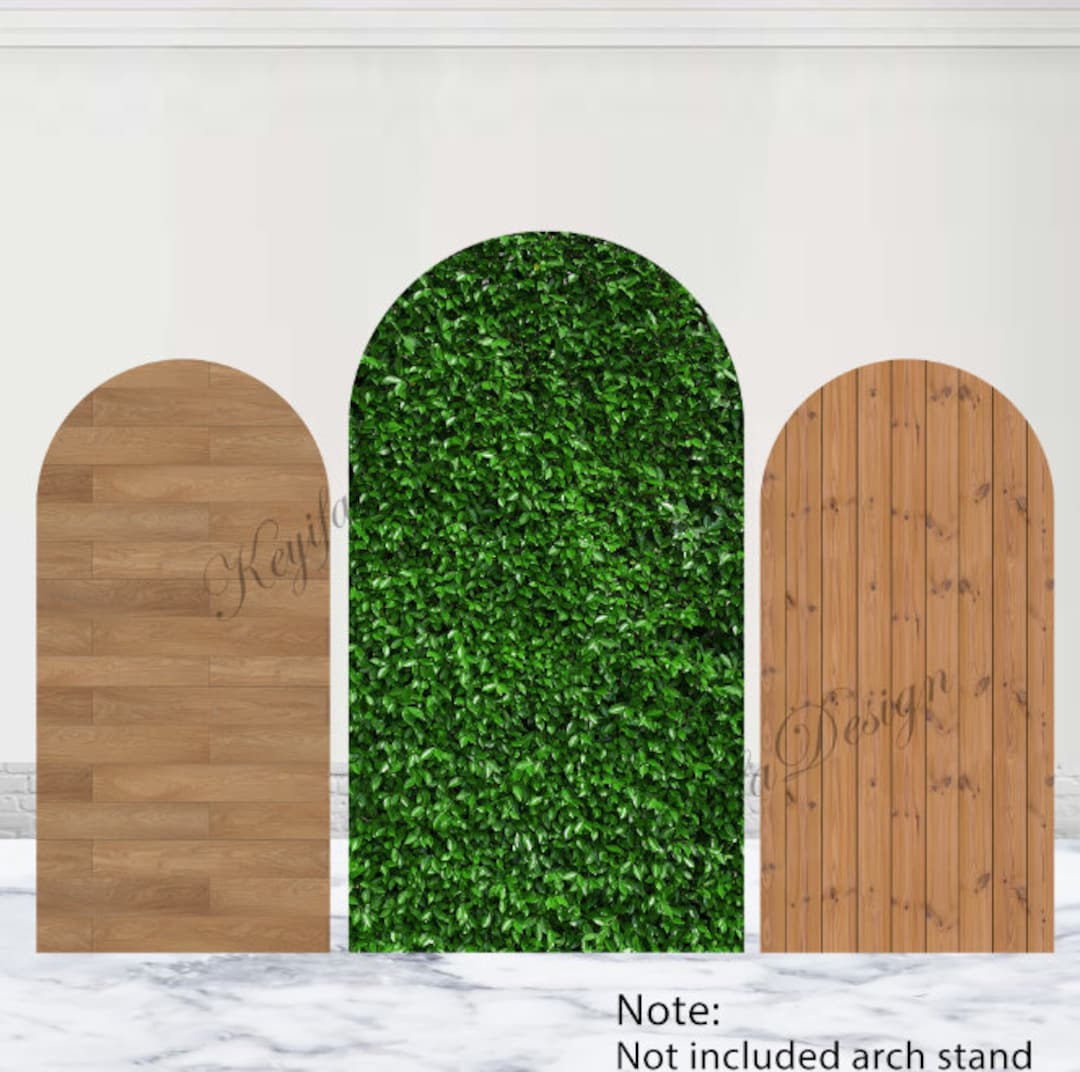 Green Leaves Arch Cover Wood Texture Arch Backdrop Birthday Wedding Polyester Double-sided Arch ...
