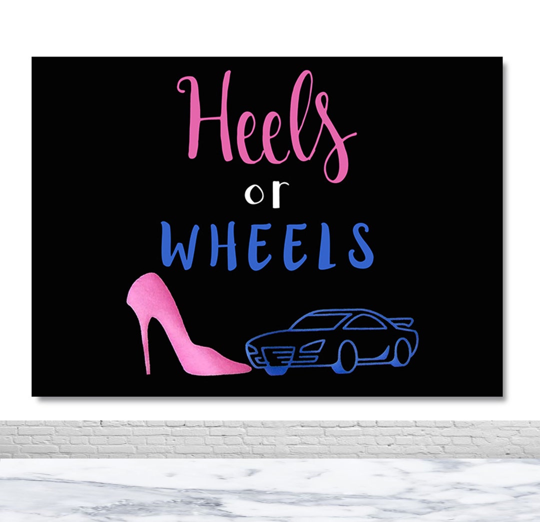 Gender Reveal Party Photography Backdrop Heels or Wheels Baby Shower ...