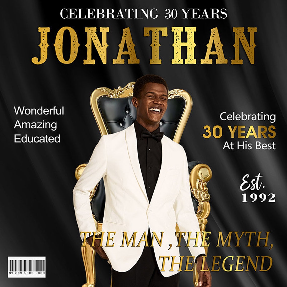 Magazine Cover Personalized Backdrop Man 30th 40th Birthday Photography ...