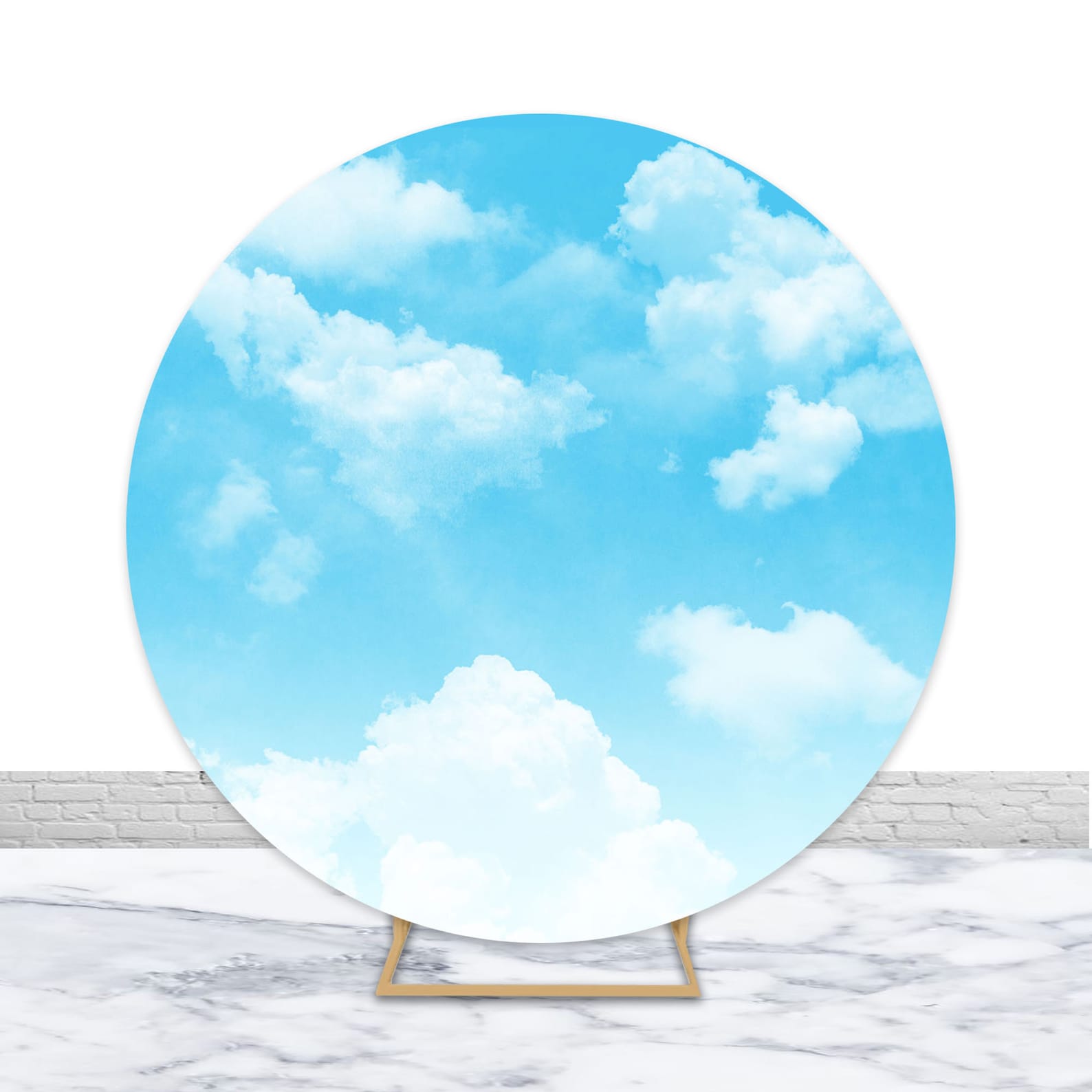 Blue Sky Clouds Round Photography Backdrop Birthday Wedding Baby Shower ...