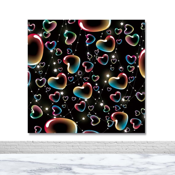 Early 2000s Rainbow Heart Photography Backdrop Birthday Gold | Etsy