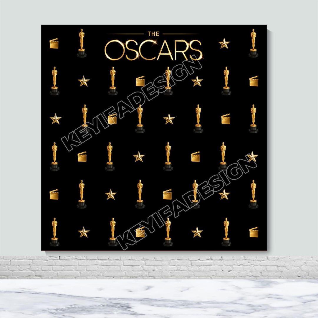 The Oscars Step and Repeat Backdrop Hollywood Gold Statuette Academy ...