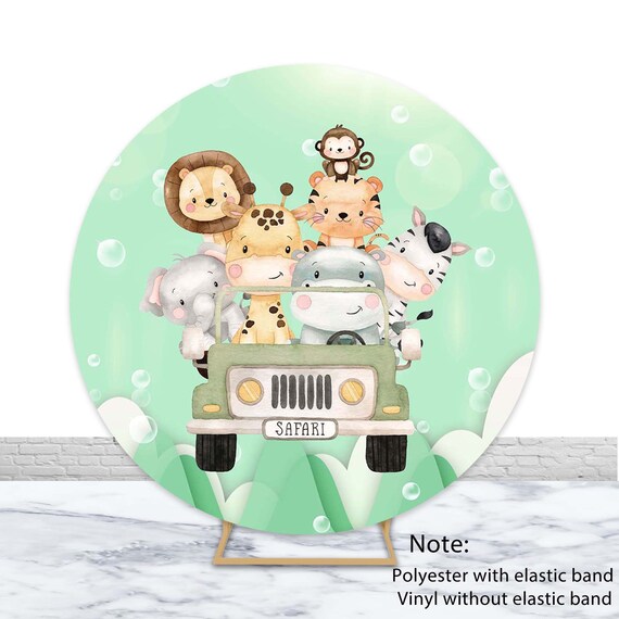 Safari Party Round Photo Backdrop Kid Birthday Photo - Etsy