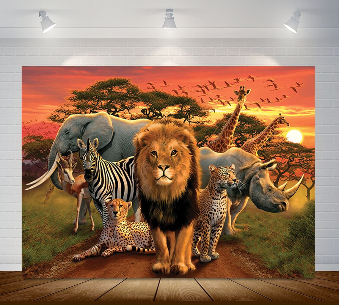 Safari Animals Photography Backdrop Birthday Party Photo - Etsy