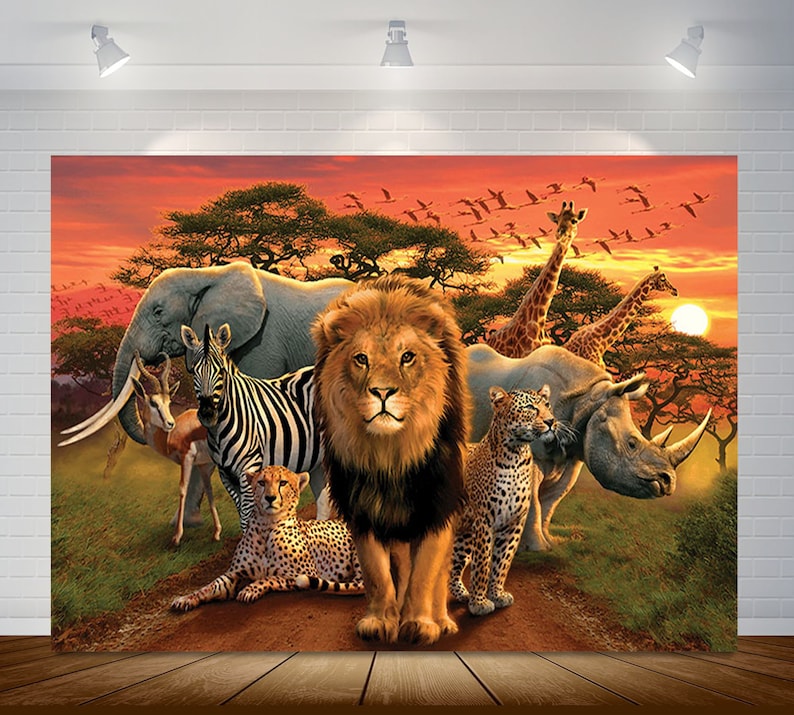 Safari Animals Photography Backdrop Birthday Party Photo Background ...