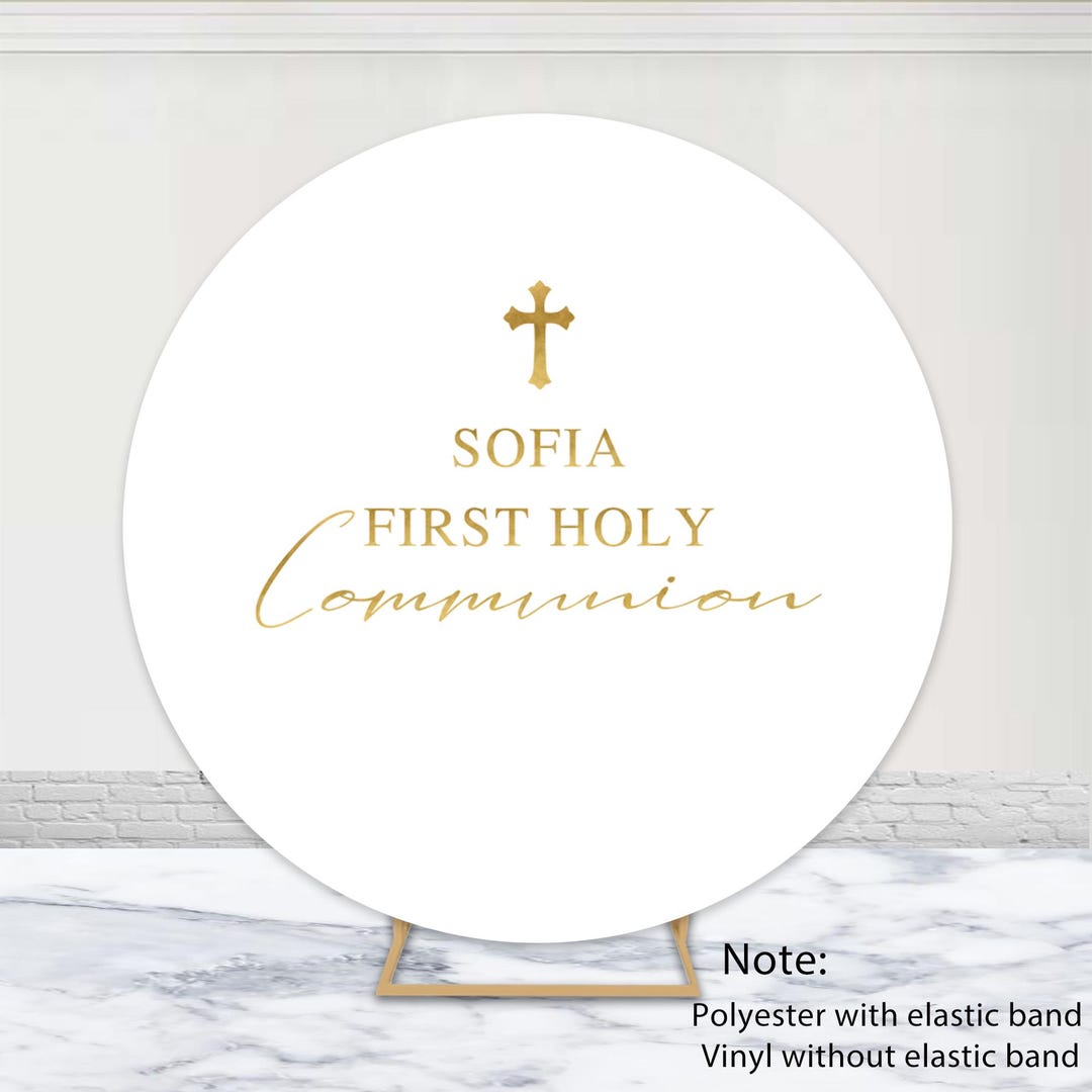 First Holy Communion Round Backdrop 1st Baby Baptism Photo Background ...