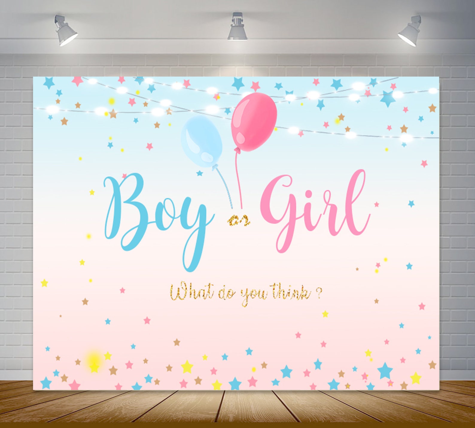 Twinkle Little Star Theme Gender Reveal Photography Backdrop - Etsy