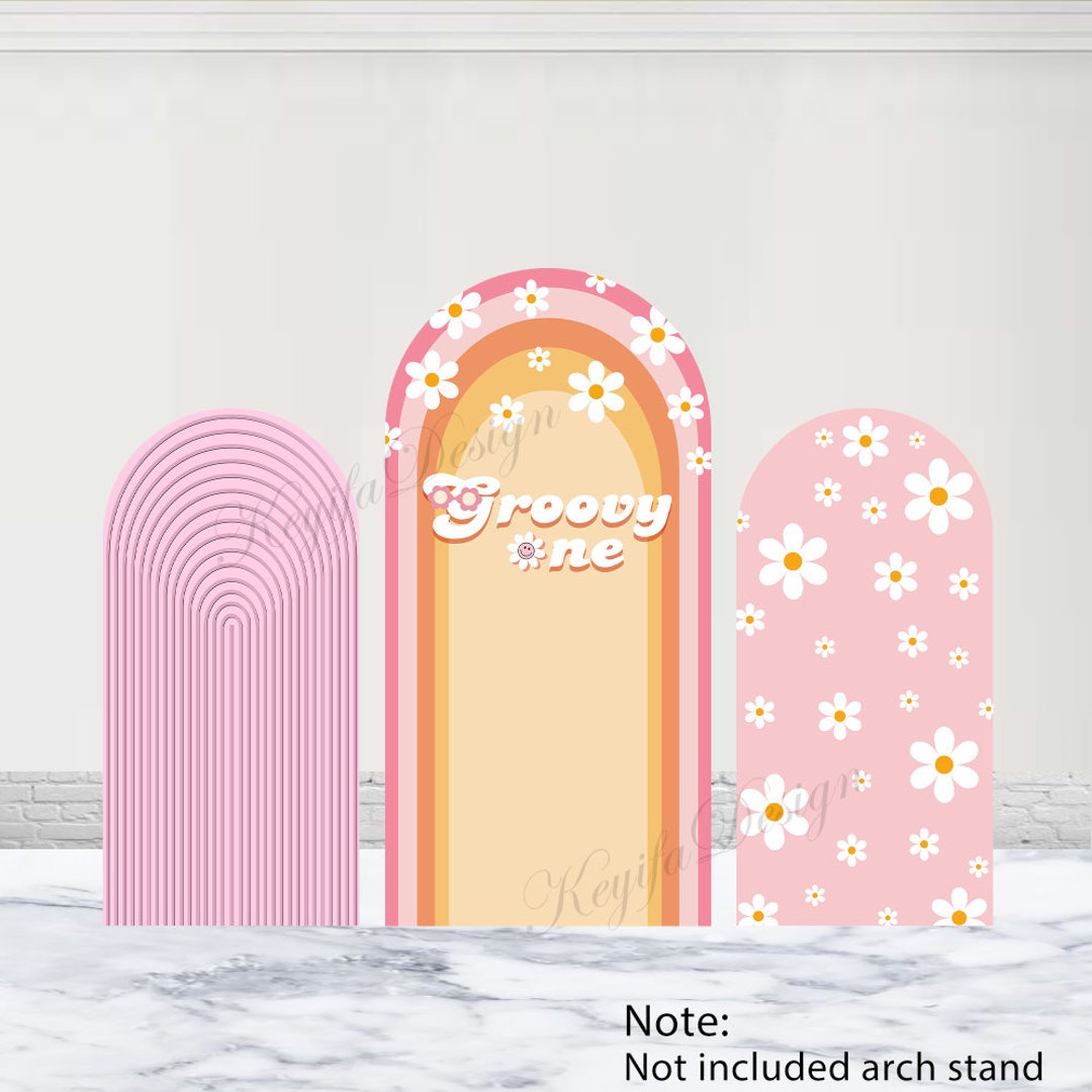 Groovy One Arch Backdrop Daisy Flower Groovy Birthday Backdrop Child ...