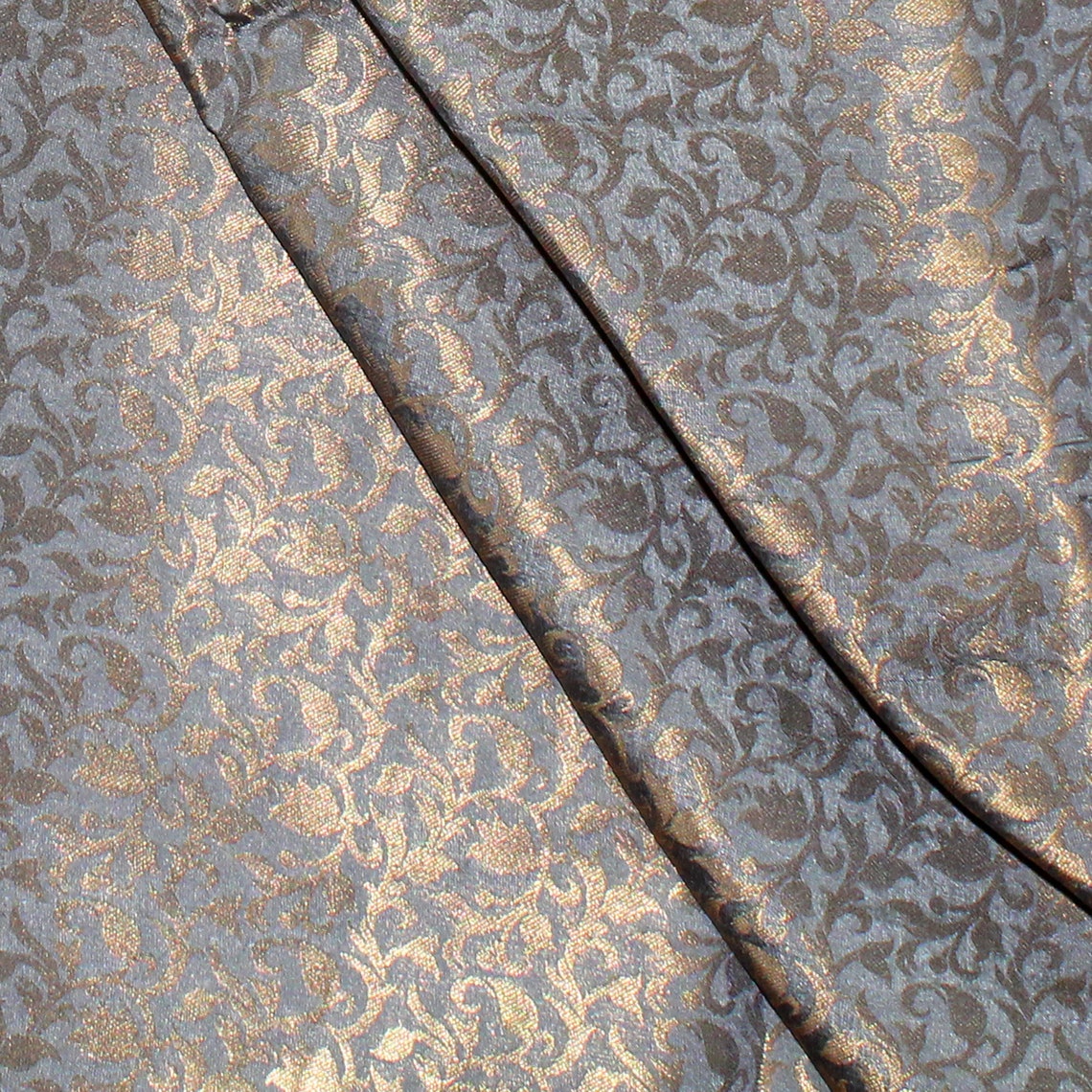 Gray Brocade Art Silk Fabric by the Yard Home Decor Wedding - Etsy