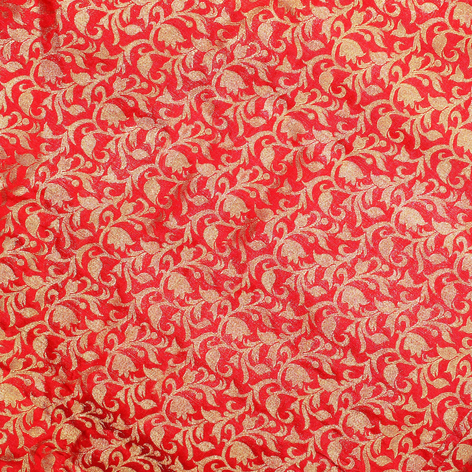 Brocade Fabric by the Yard Red Art Silk Wedding Lehenga Indian Brocade ...