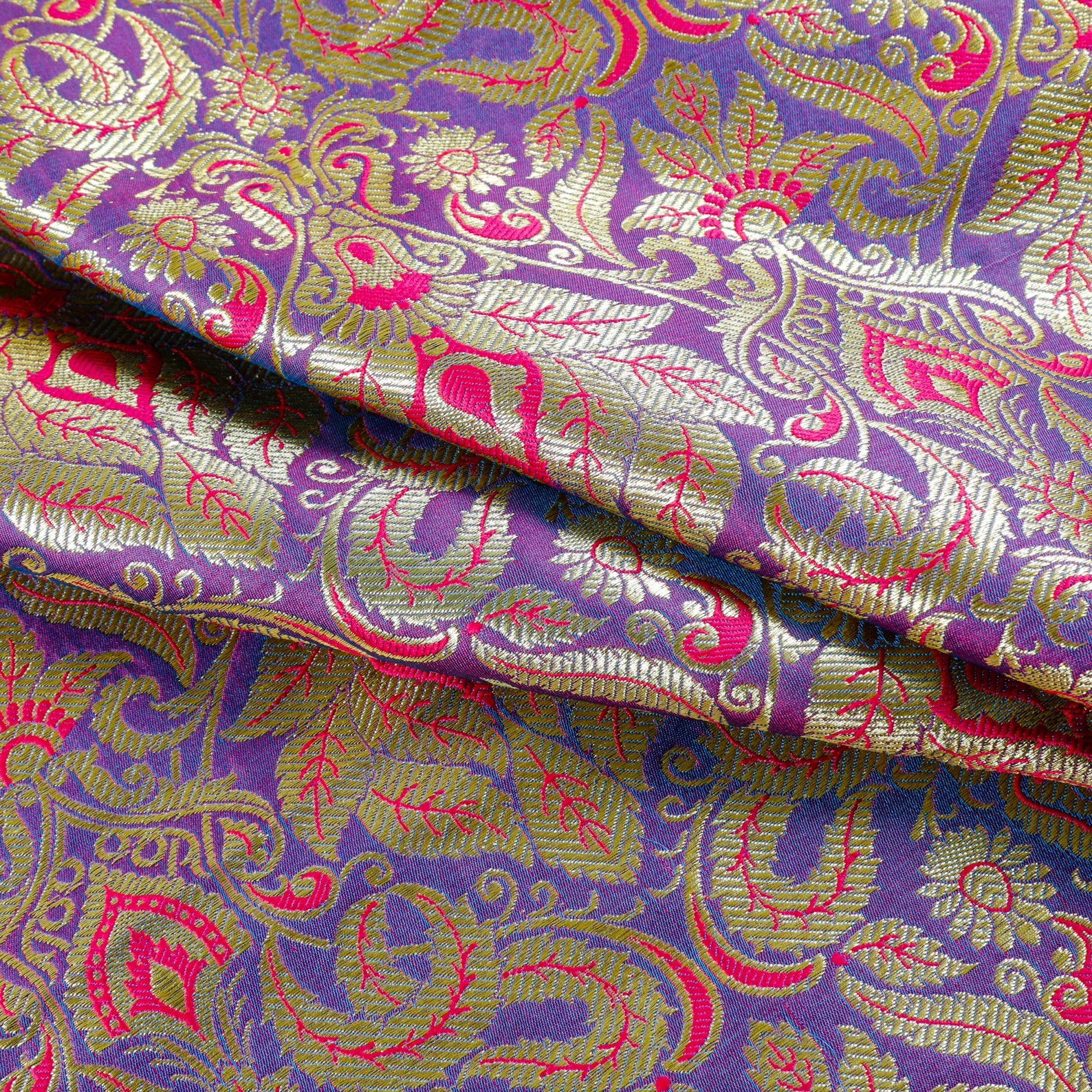 Buy Purple Banarasi Brocade Silk Fabric Benarse Brocade Fabric Online