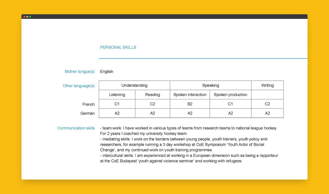 Europass 2.0 - Easy to Edit CV Template - Etsy