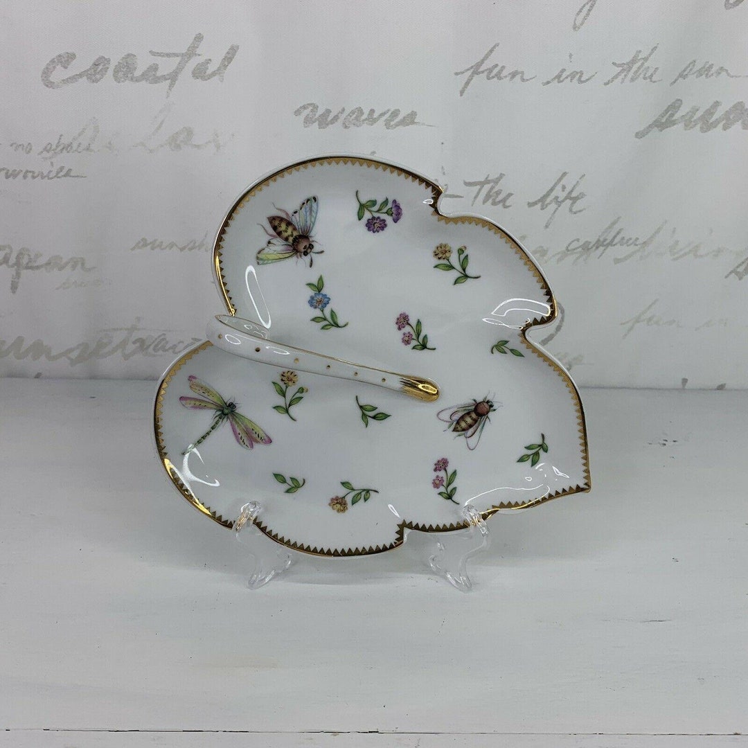 I. GODINGER & CO. Leaf-shaped Serving Dish Center Handle – Dragonfly ...