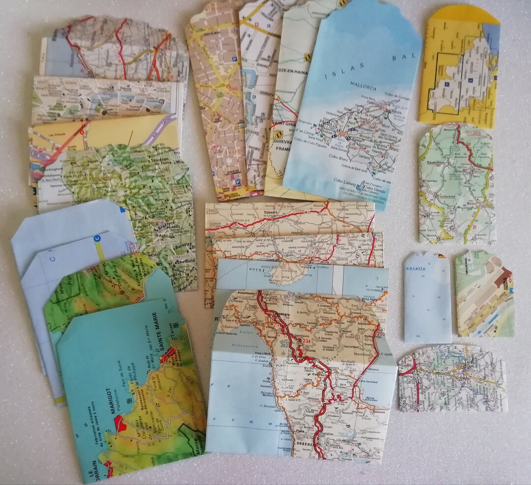 16 Envelopes Made of Maps + 5 Free Mini Envelopes - Etsy