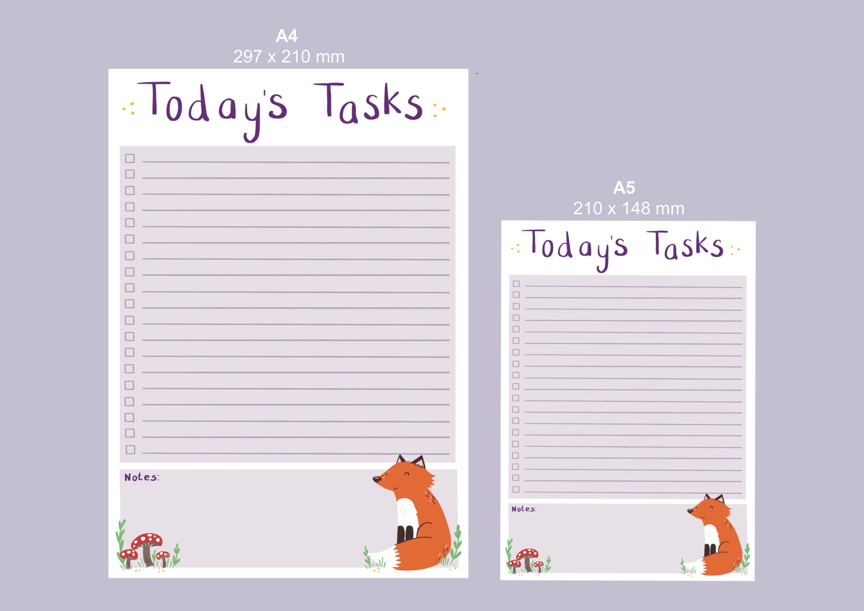Fox to Do List, A4,A5, Printable, Digital Download, PDF - Etsy Israel