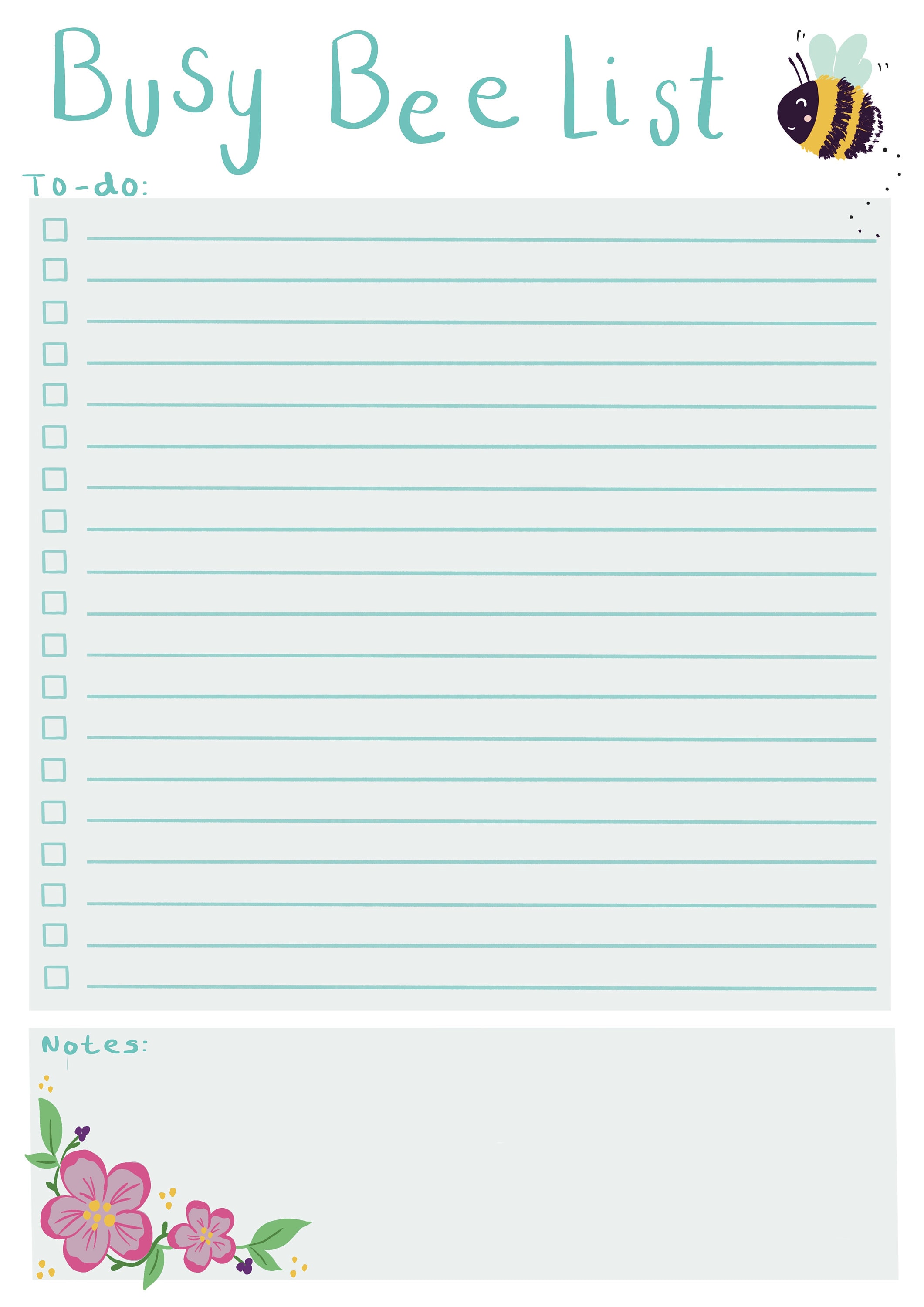 Bee to Do List, A4, A5 ,digital Download ,PDF, Printable - Etsy