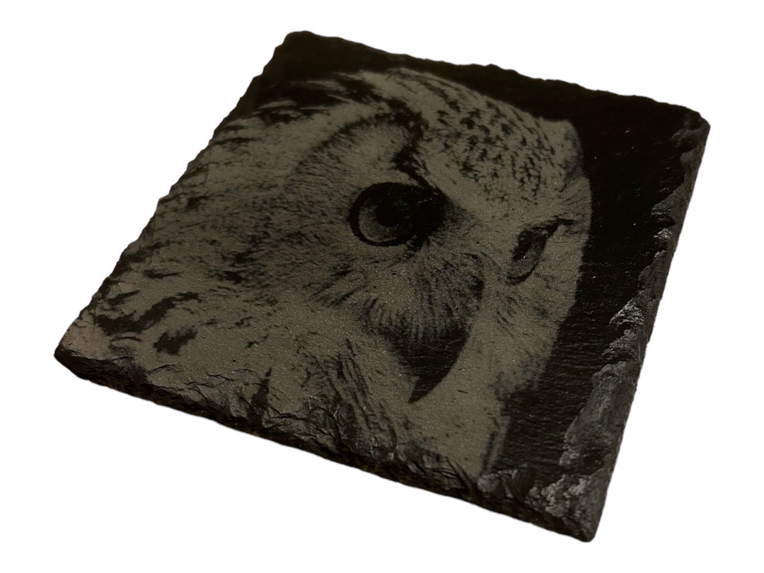 Owl Engraved Square Slate Coasters FOR ANY OCCASION ,gifts,friends ...