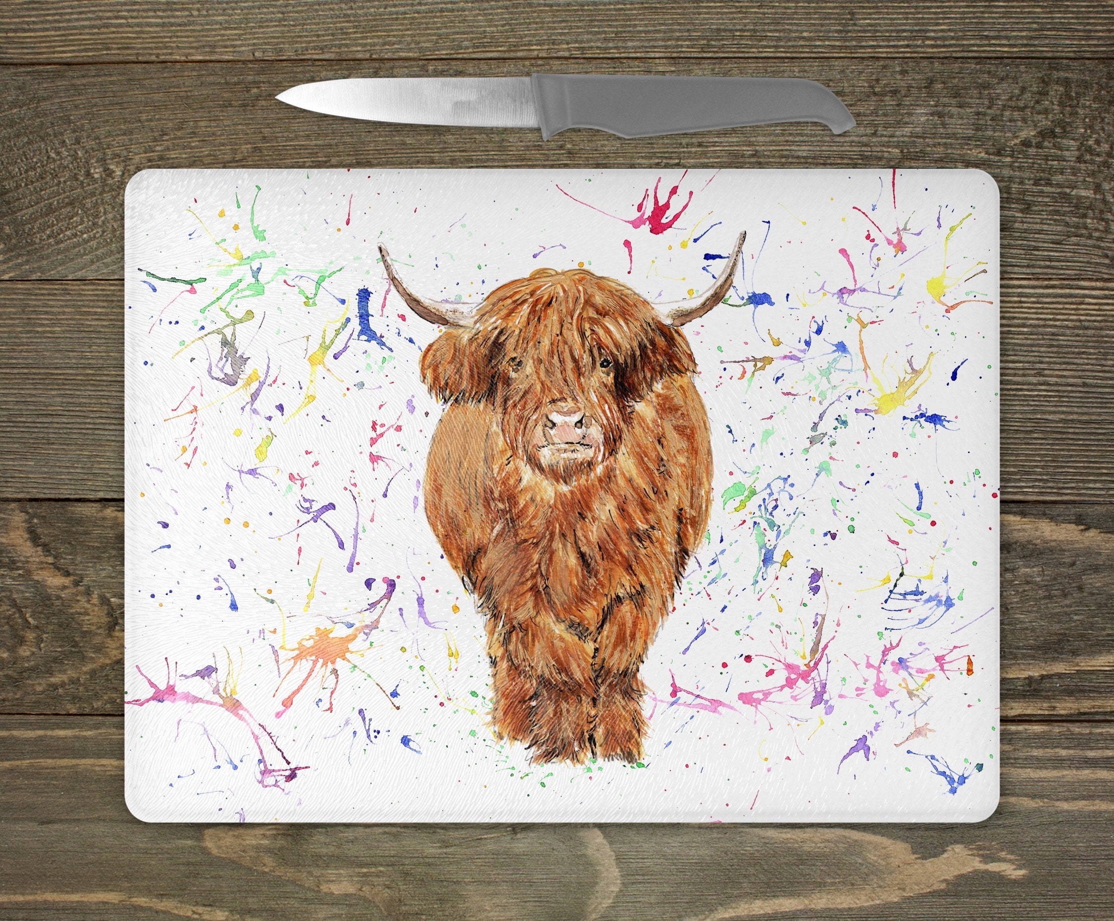 A4 Size Highland Cow Chopping Board, Wildlife Cutting Board, Glass ...